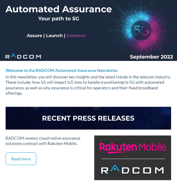 Automated Assurance Newsletter - Sept 2022 | RADCOM