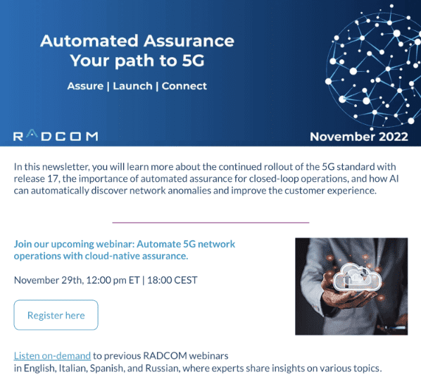 Automated Assurance Newsletter - November 2022 | RADCOM