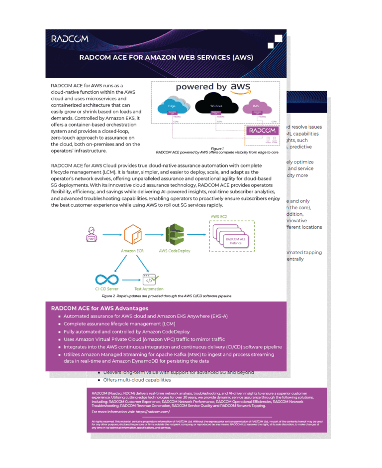 RADCOM ACE for Amazon Web Services (AWS) | RADCOM